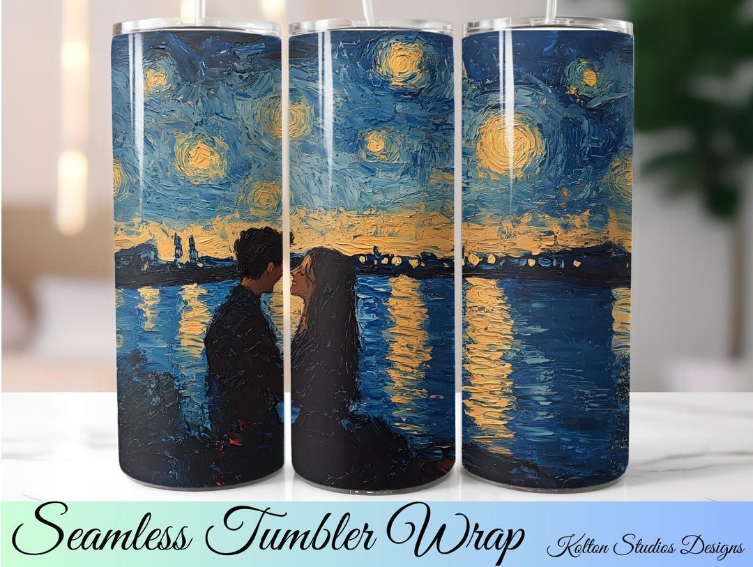 Starry Night Couple Tumbler Wrap: Romantic Nightscape (20oz Sublimation ...