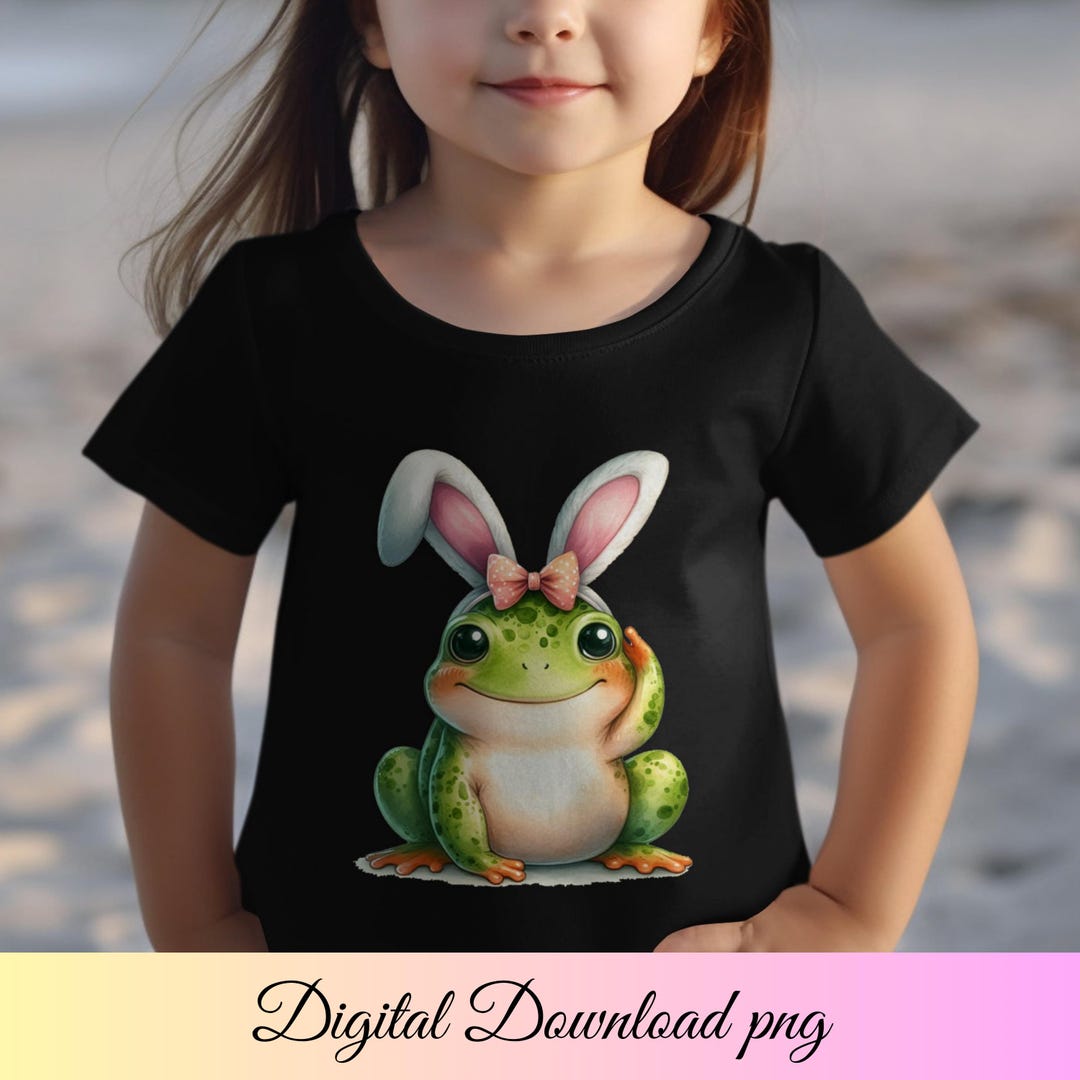 Watercolor Adorable Frog Wearing Bunny Ears Png, Unique Easter Png, Fun ...