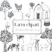 Cow Animal Illustration Bundle Goose Rabbit Goat Pig Chicken Farm Peak ...