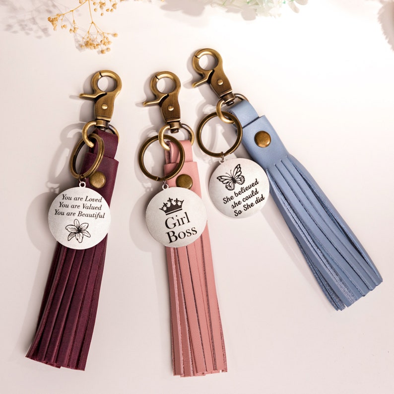 Be the Light, Leather Tassel Keychain With Personalized Tag, Religious ...