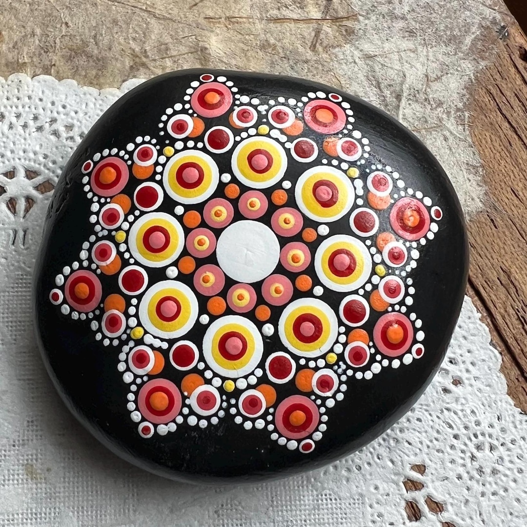 Mandala Art Stone, Freestyle Handpainted Dotted Kindness Rock on ...
