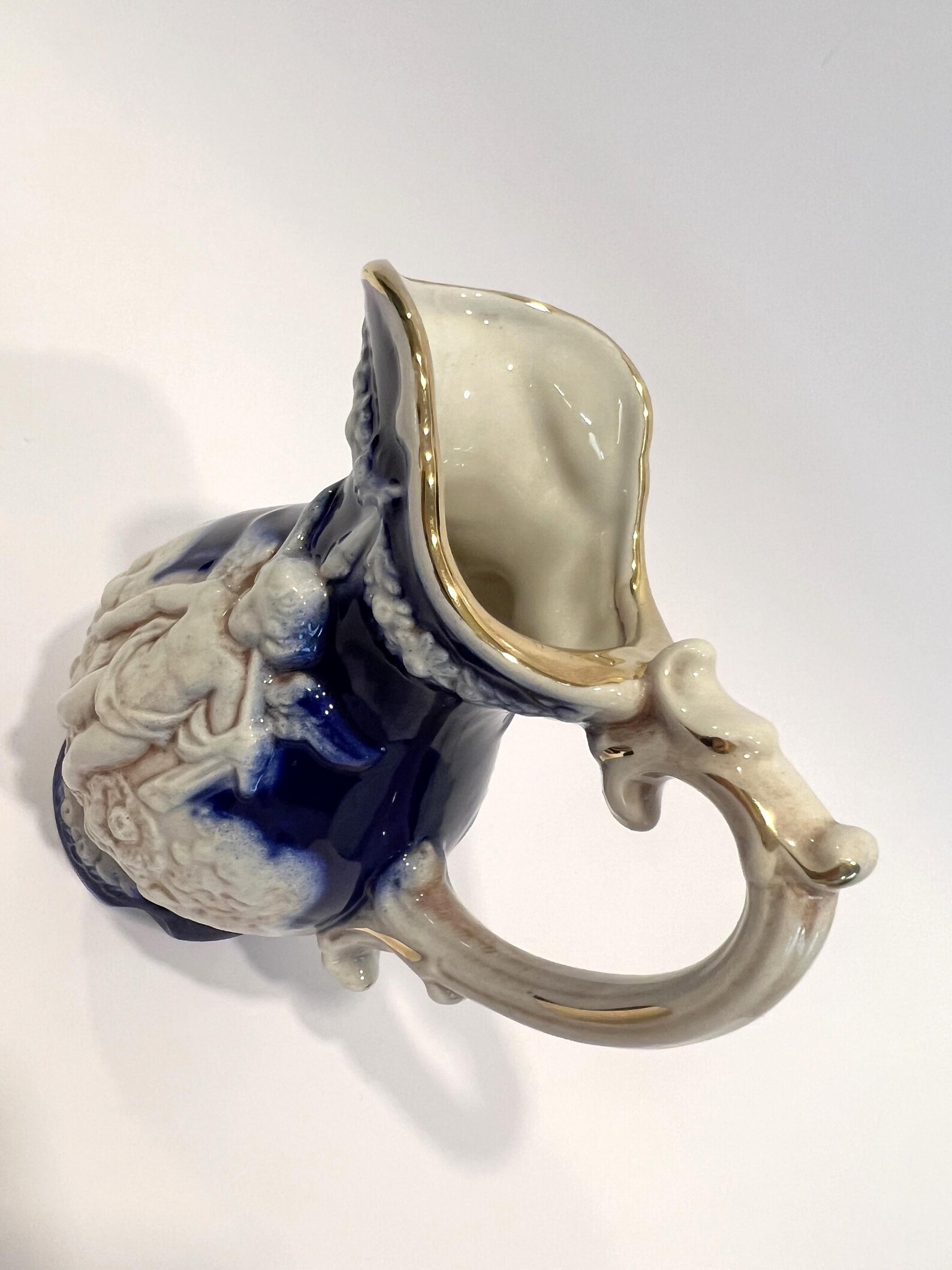 Vintage Italian Cherub Porcelain Pitcher | 3D Angel Design, Gold Trim ...
