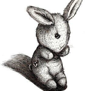 Wall Art Print Childrens Illustration Bunny Rabbit Pen and Ink - Etsy