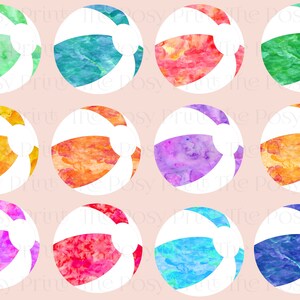 Beach Ball Clipart, Watercolor PNG , Printable Clip Art, 12 Beachballs ...