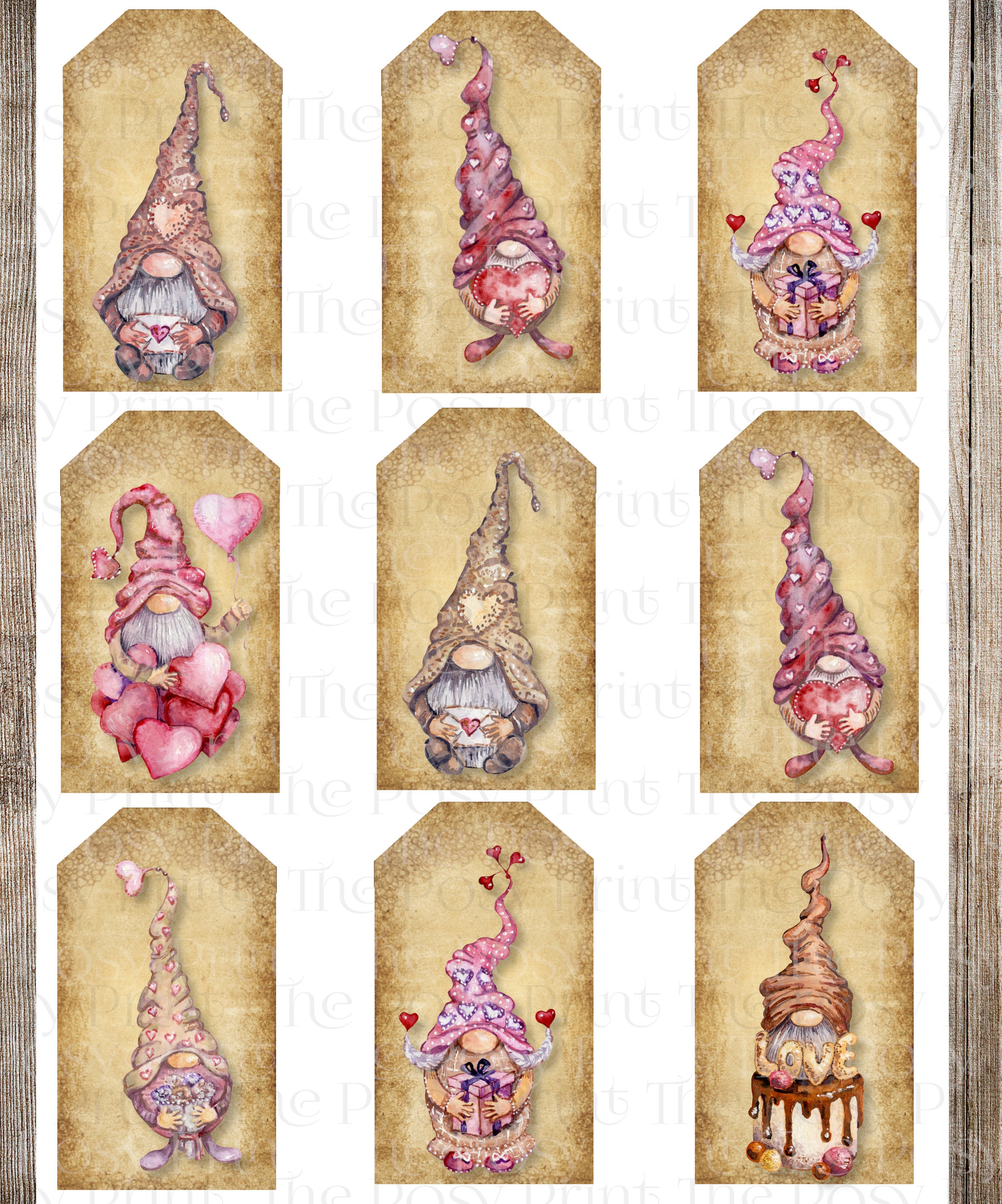 Gnome Tags Valentine Gnome Printable Gnome Tags Gnome Gift - Etsy