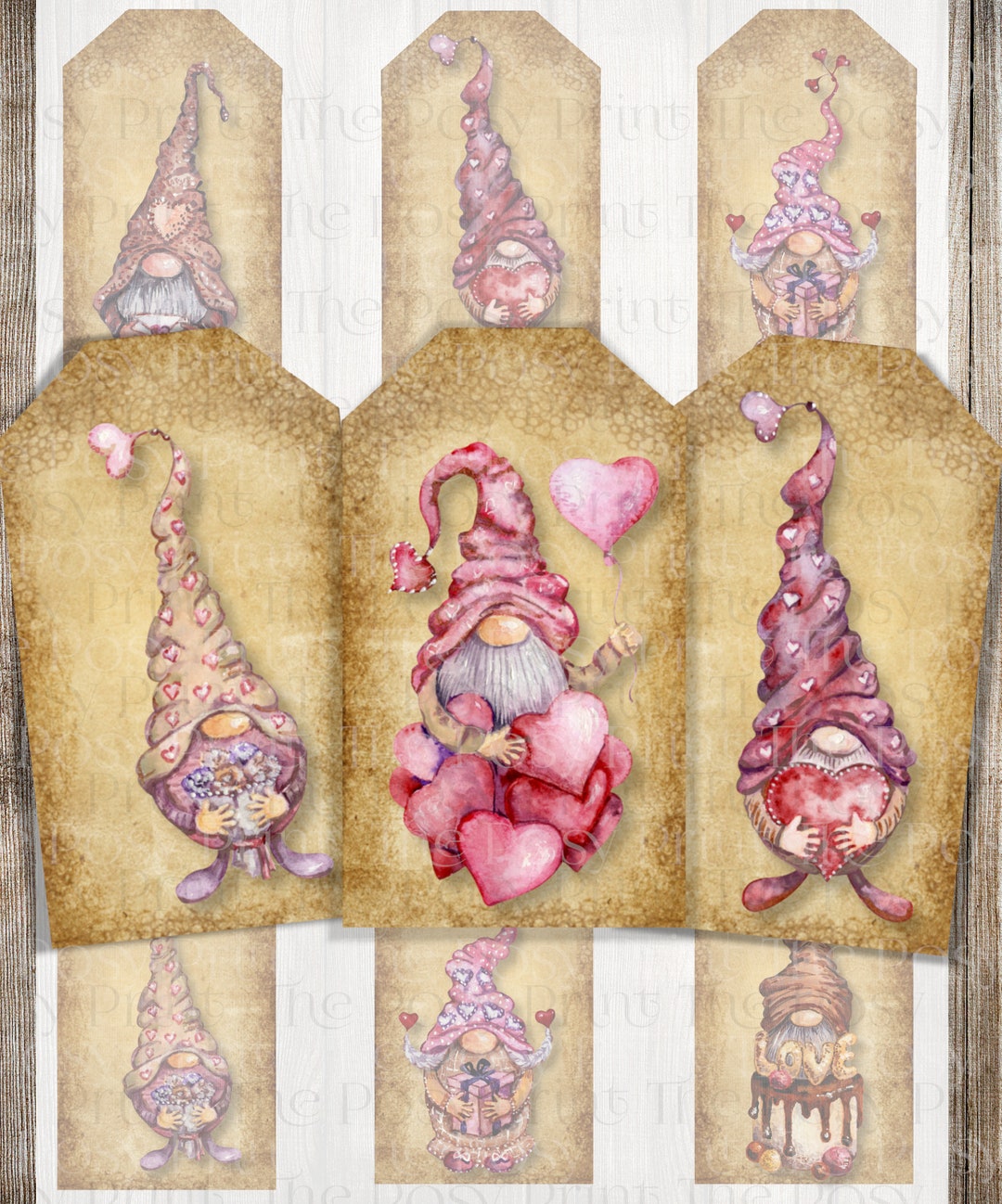 Gnome Tags, Valentine Gnome, Printable Gnome Tags, Gnome Gift Tags ...