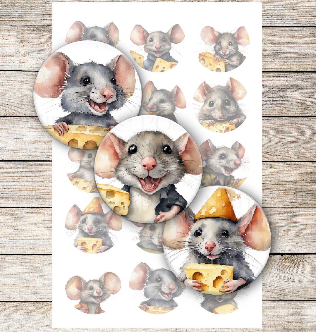 Mouse With Cheese, Mice Collage , Instant Download, 1 Inch Digital ...