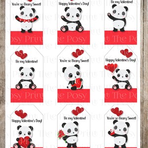 Editable Panda Bear Tags, Valentine Panda, Printable Panda Bear Tags ...
