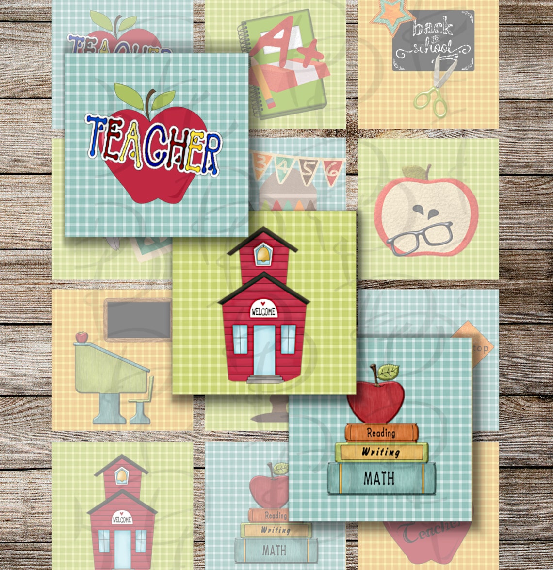 School Collage Back to School Teacher Books 2 Inch - Etsy