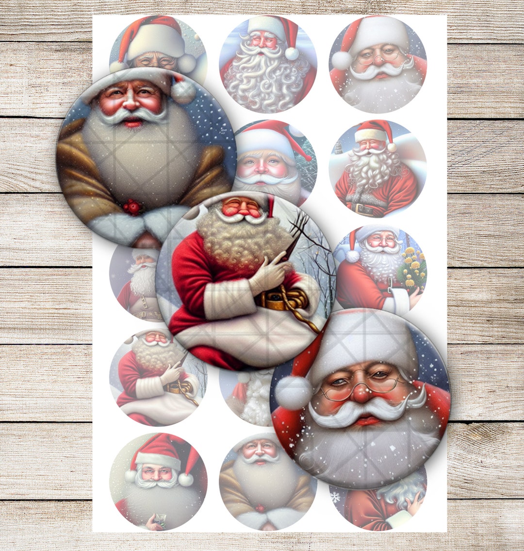 Santa, Saint Nick, Bottle Cap, 1 Inch Circles, Digital Collage Sheet ...