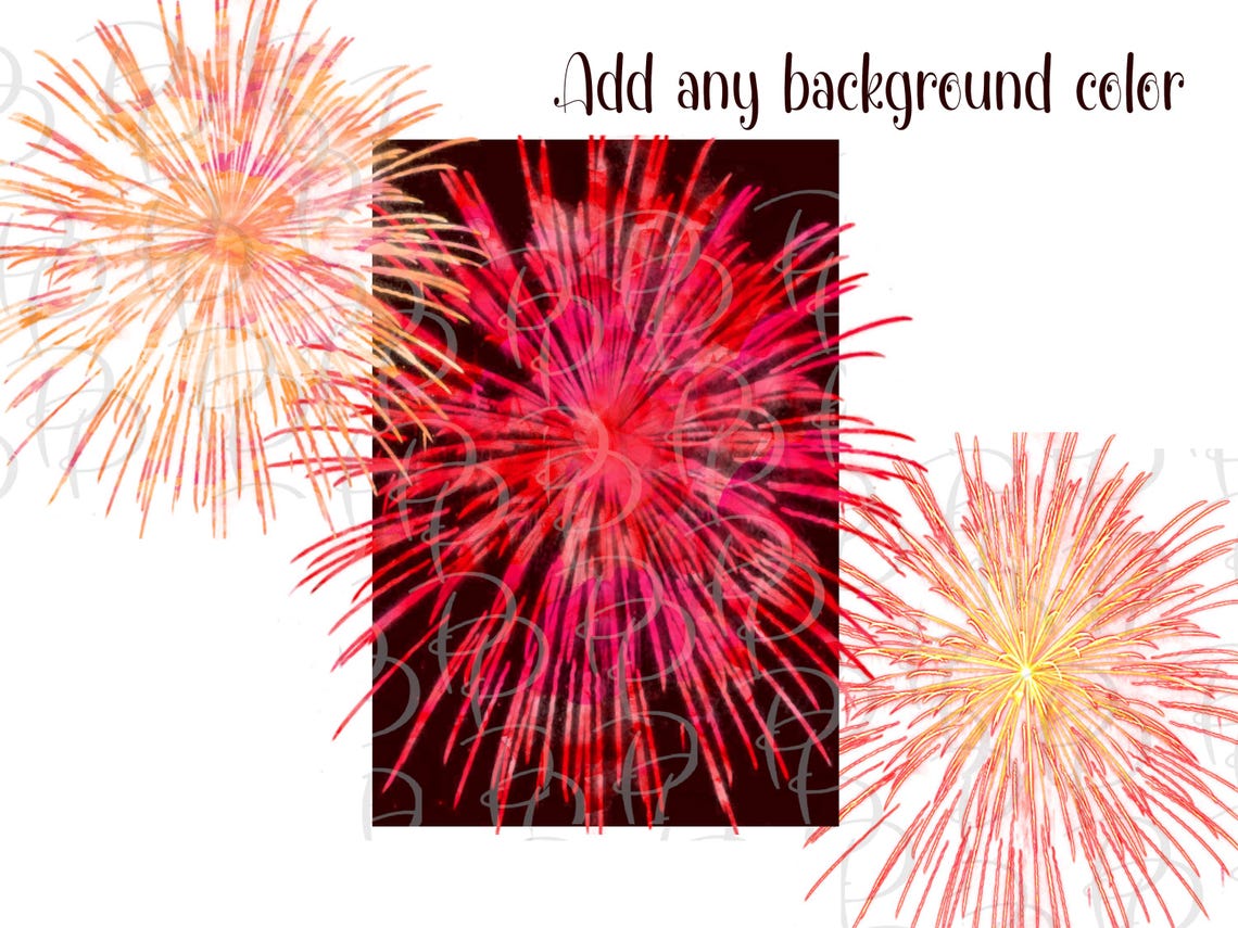 Fireworks Clip Art, Watercolor Clipart, 4th of July, New Years ...