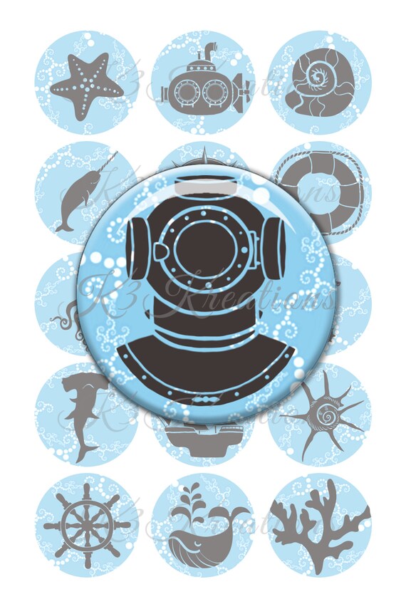 Nautical 1 Inch Digital Collage Sheet Printable Instant - Etsy