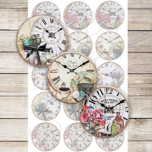 Antique Clocks Digital Collage Sheet Jpg and Png - Etsy