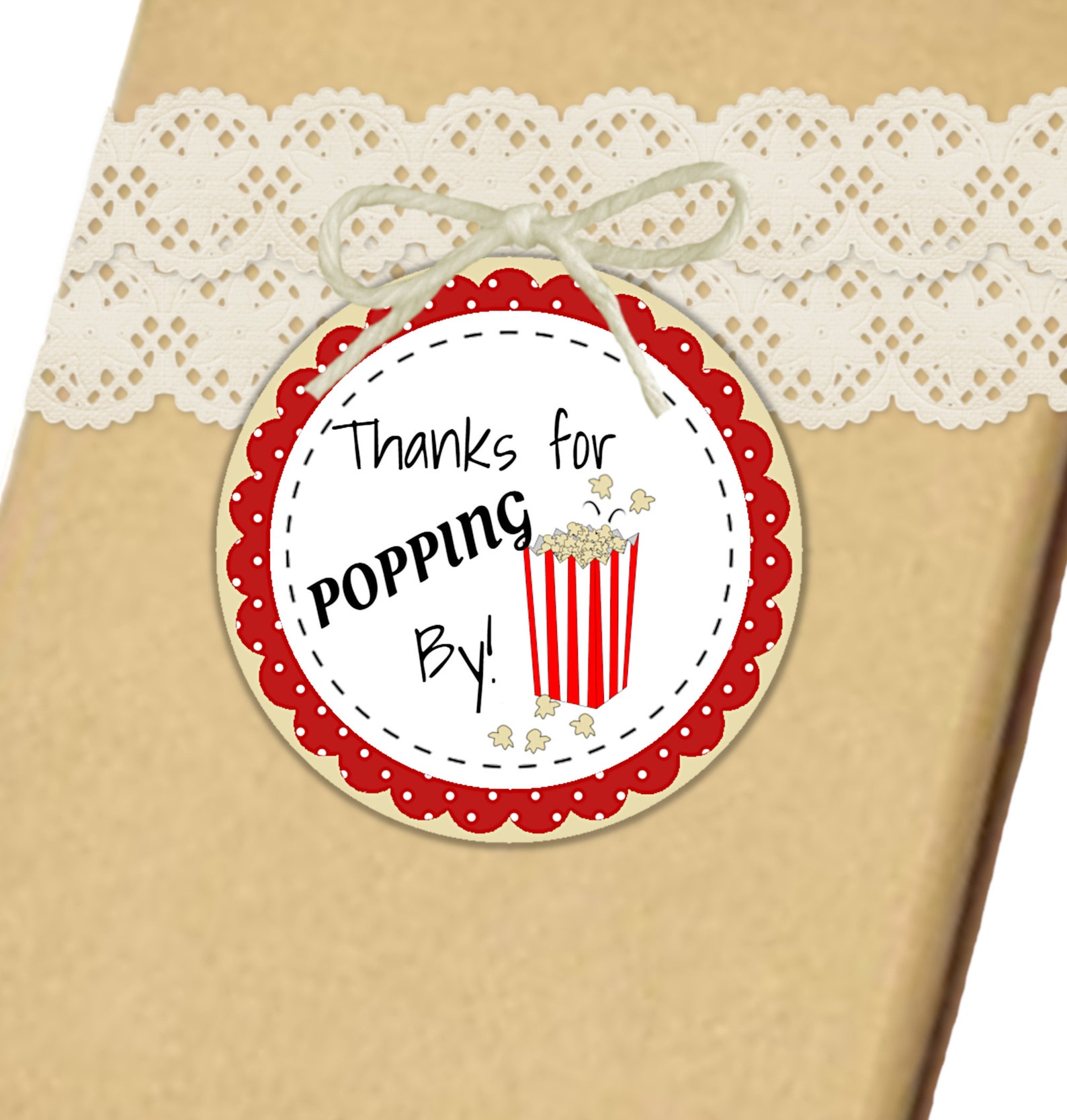 Editable Thanks for Popping By Popcorn Favor Tag Birthday | Etsy