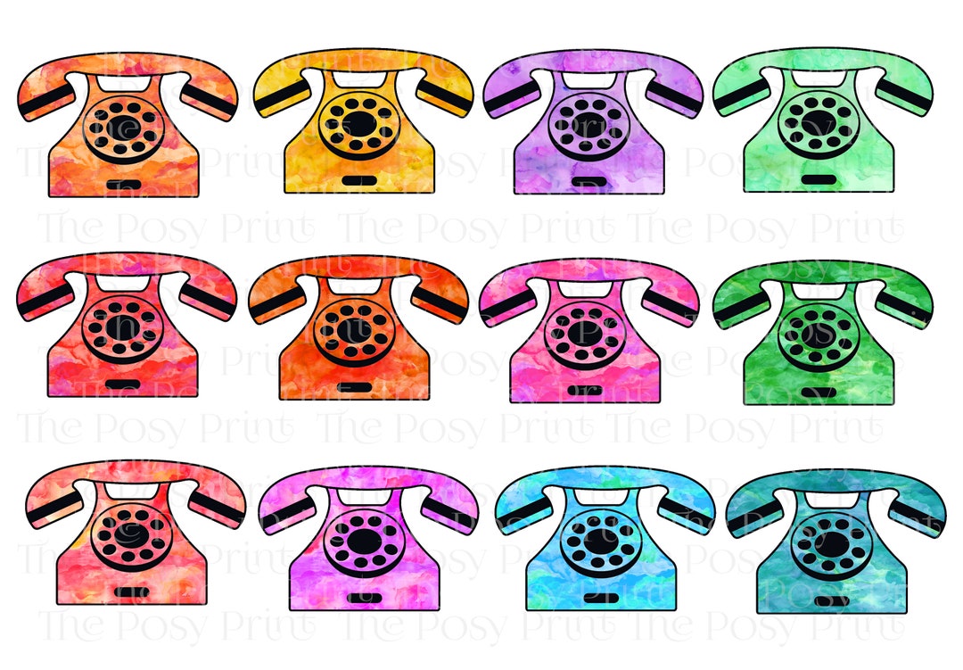 Vintage Phone Clipart Retro Phone Watercolor Telephones - Etsy