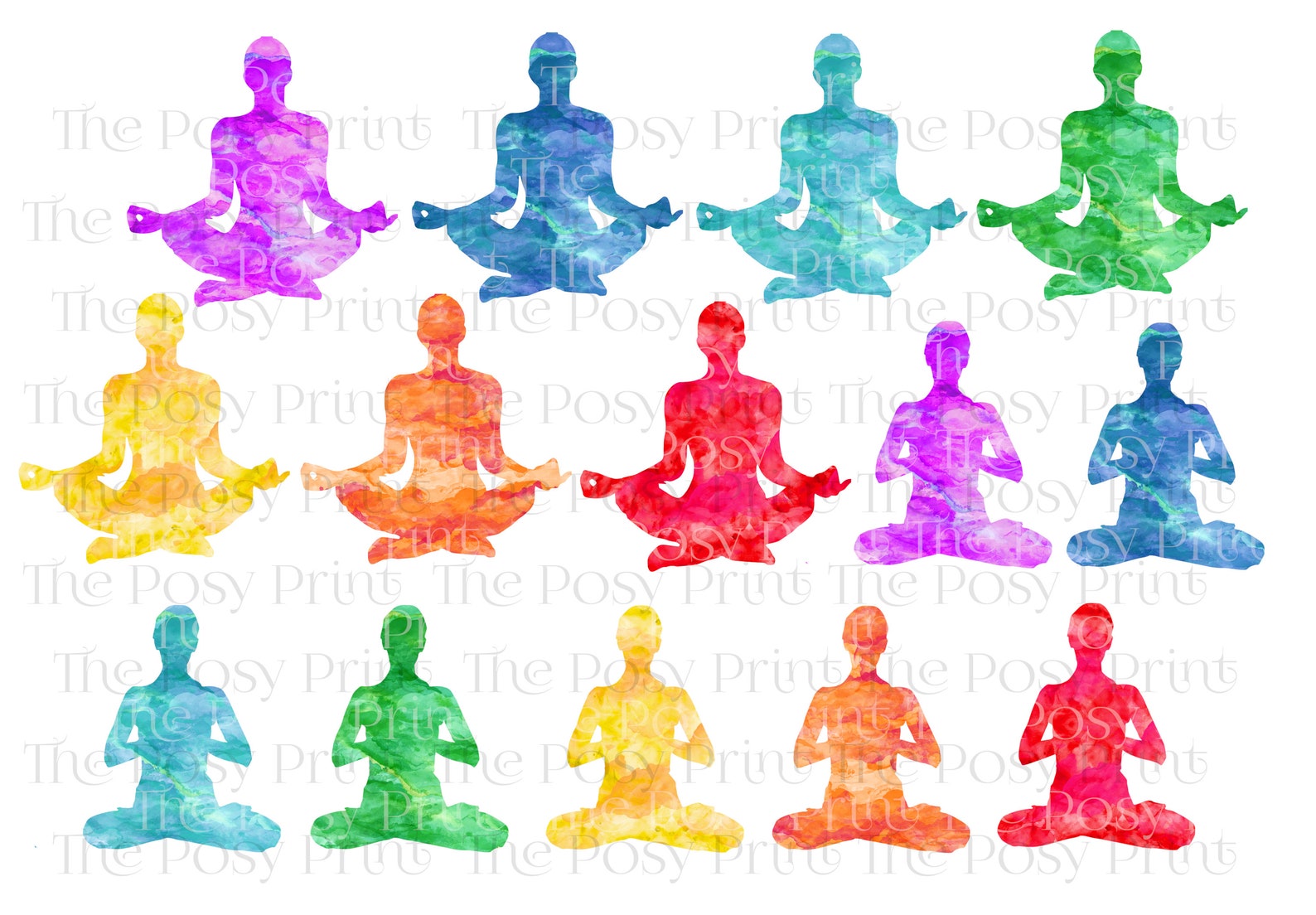 Chakras Clip Art Meditation Clipart Watercolor PNG 14 Yoga - Etsy
