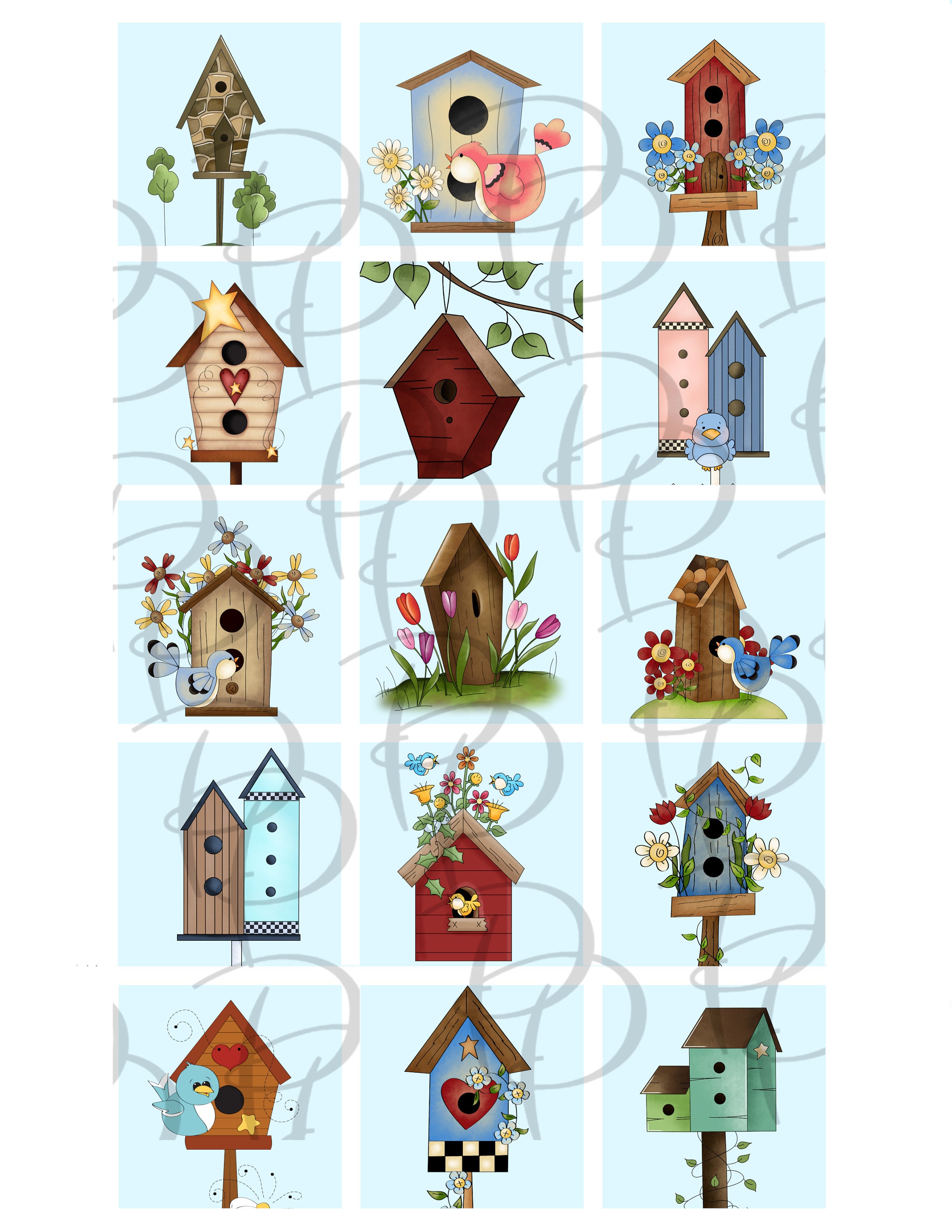 Birdhouse Collage Sheet Spring Digital Sheet Printable | Etsy