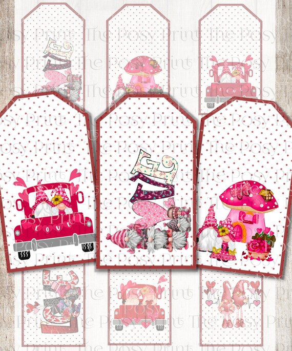 Editable Gnome Tags Valentine's Day Printable Gnome | Etsy