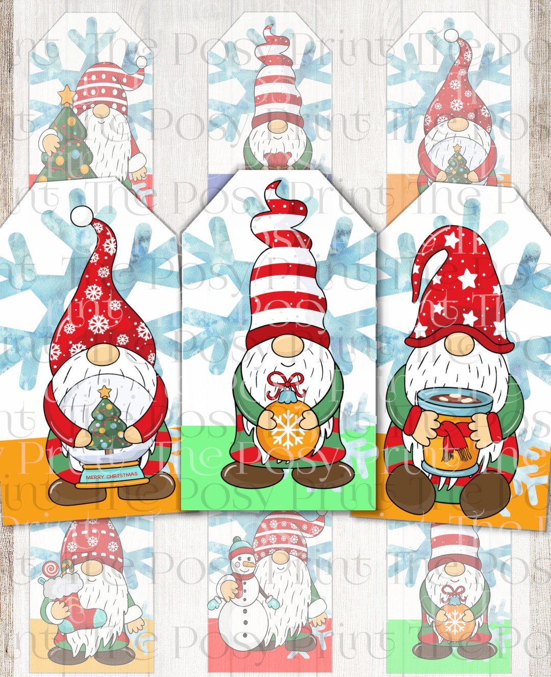 Gnome Tags, Gnomie Christmas Tags, Holiday Tags, Favor Tags, Instant ...