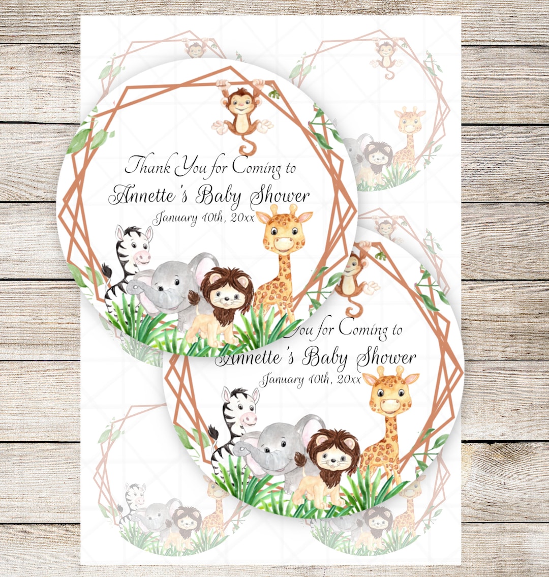 Editable Jungle Tag, Safari Thank You Tag, 3 Inch Sticker, Personalize ...