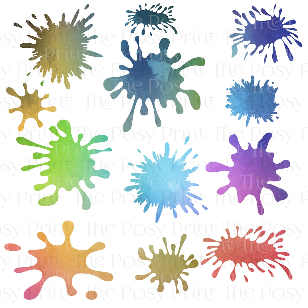 Paint Splat PNG, Paint Splatter Clipart, Printable Clip Art, 12 ...