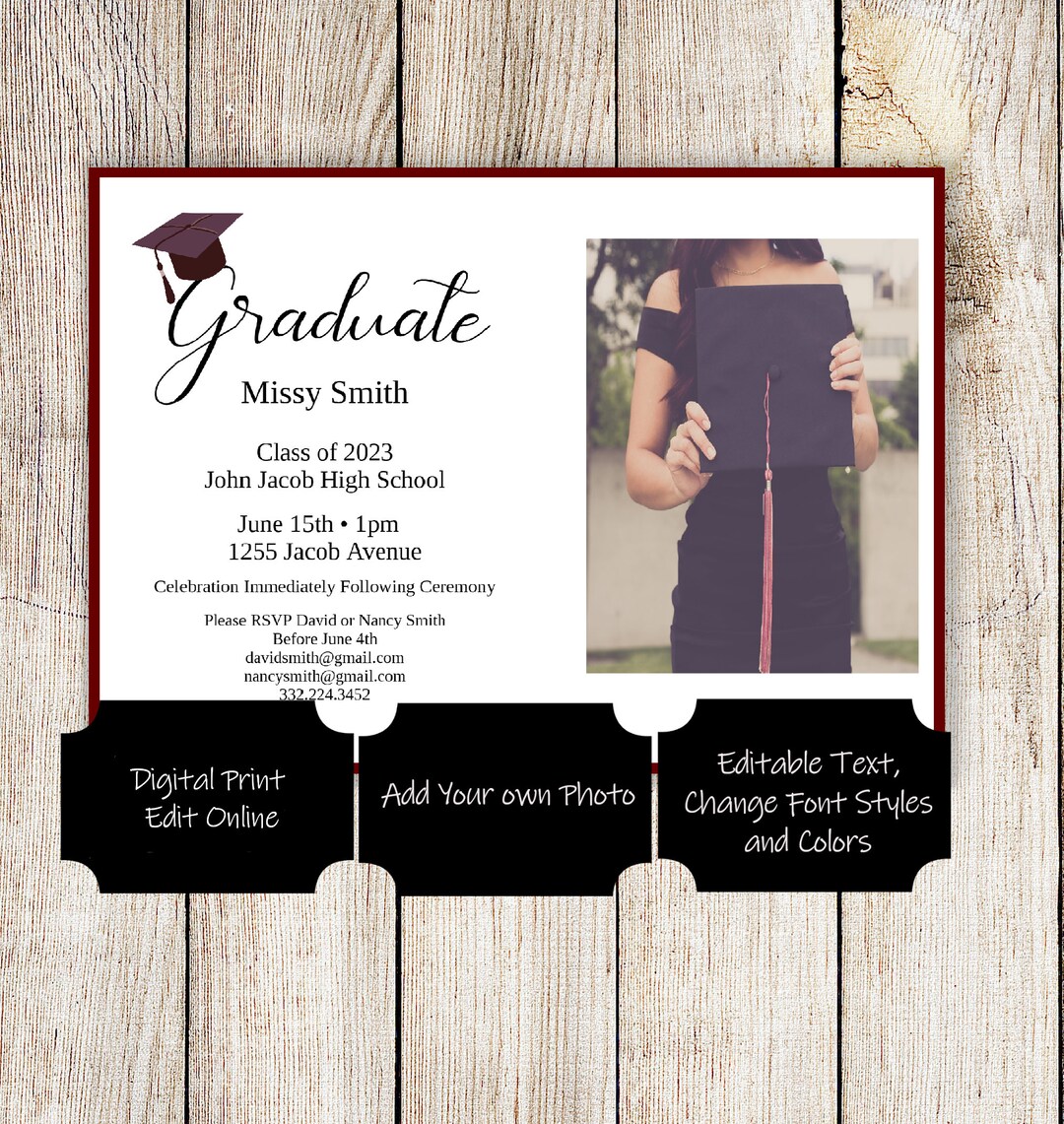 Graduation Invitation Template, Photo Invitation, Graduation ...