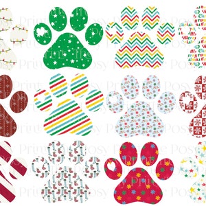 Christmas Paws, Paw Clipart, Printable Clip Art, Paw Sublimation ...