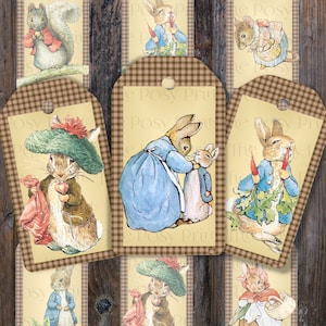 Peter Rabbit Tags, Beatrix Potter Tags, Vintage Look, Peter Rabbit ...
