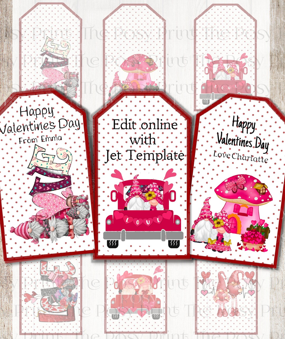 Editable Gnome Tags, Valentine's Day, Printable Gnome Tags, Favor Tags ...
