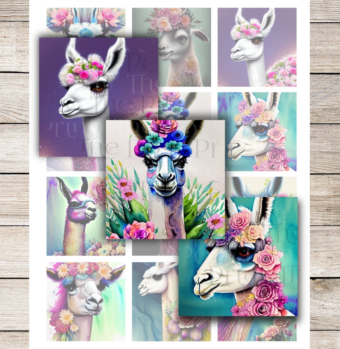 Llamas, Alpaca, Fantasy Collage, Llama Collage, Instant Download, 2 ...