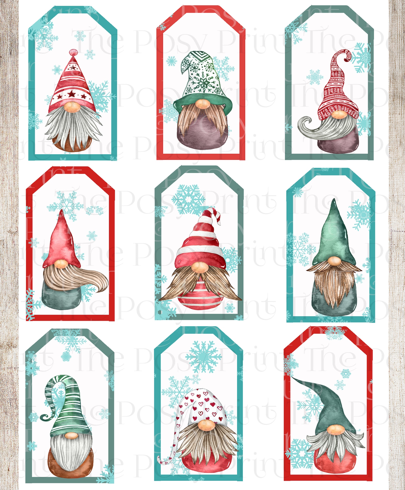 Gnome Tags Editable Gnomie Christmas Tags Snowflake Tags - Etsy