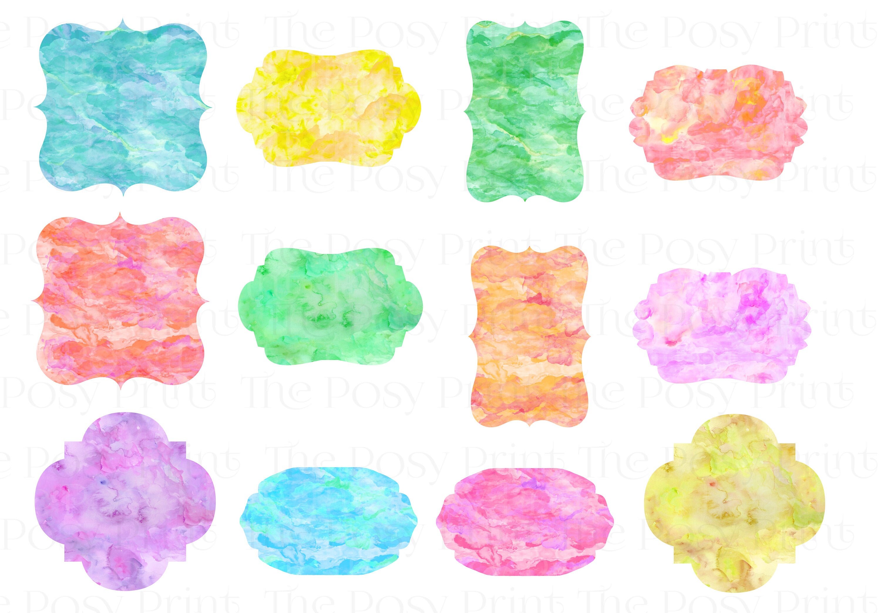 Frames Clip Art Watercolor PNG Watercolor Labels 12 | Etsy