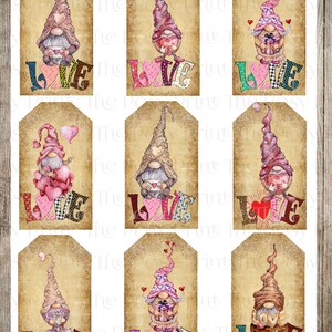 Valentine Gnome Tags, Love Tags, Printable Gnome Tags, Gnome Gift Tags ...