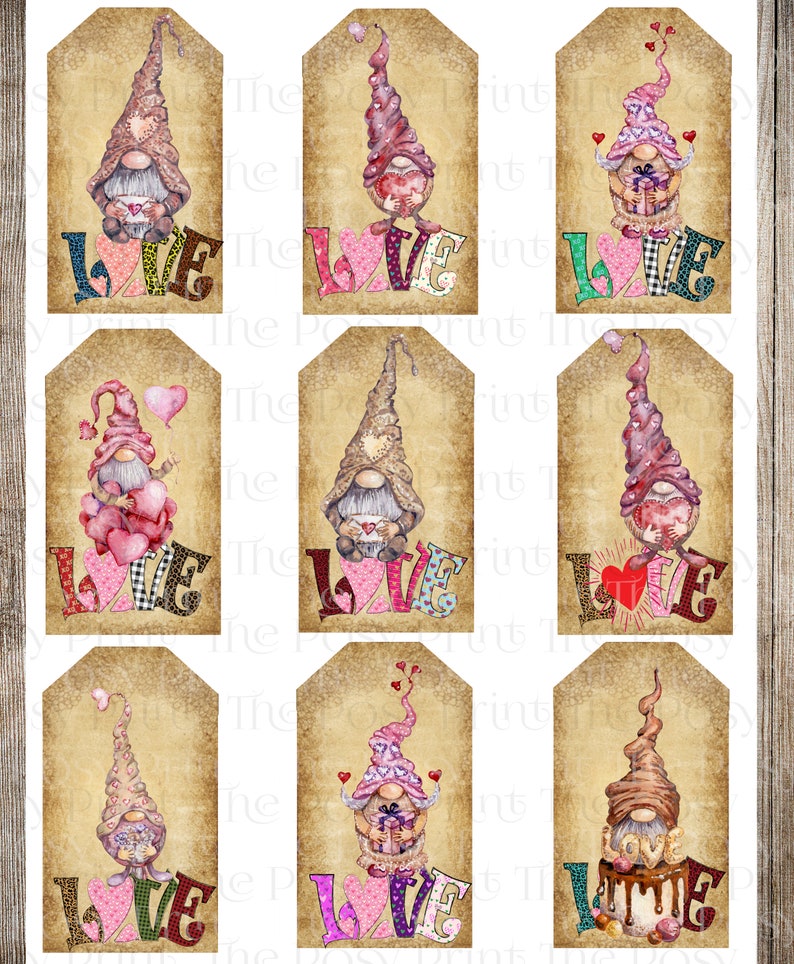 Valentine Gnome Tags Love Tags Printable Gnome Tags Gnome - Etsy