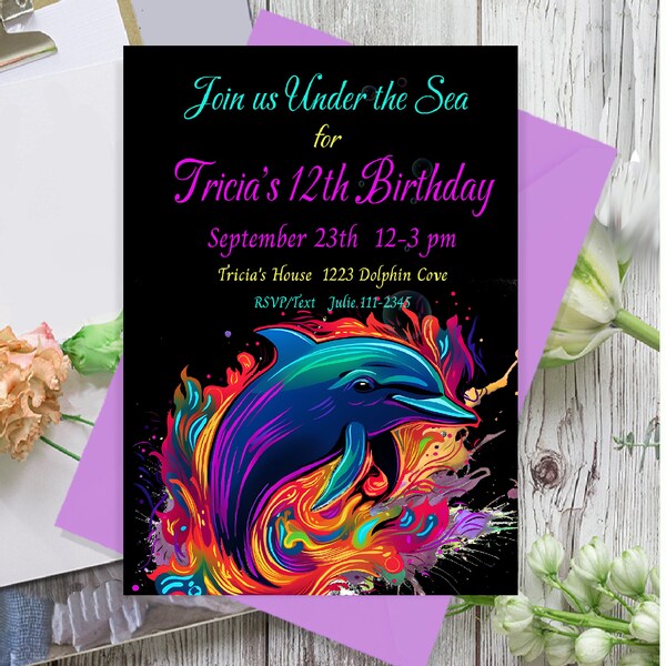 Dolphin Party Invitations - Etsy