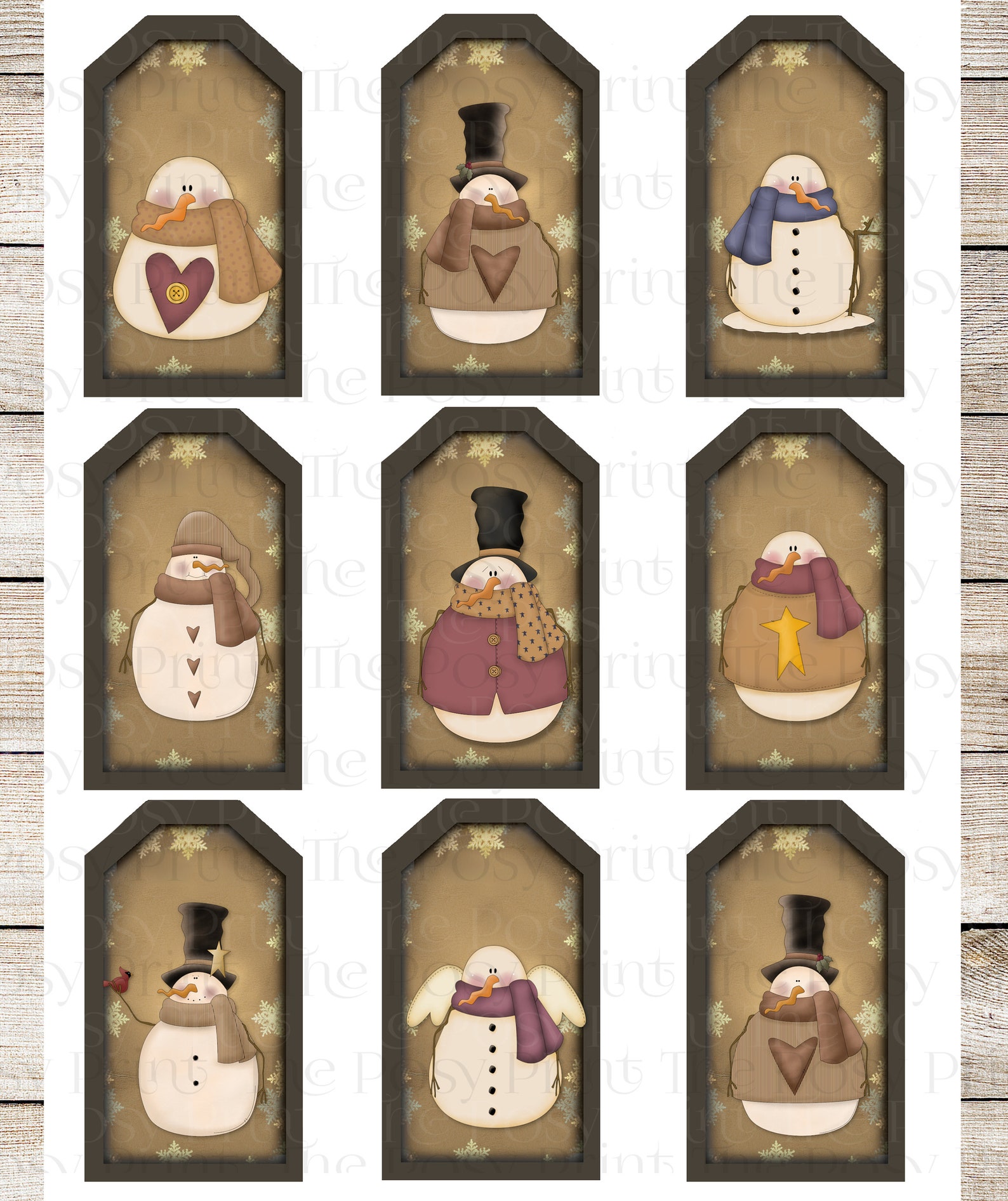 Snowman Tags Primitive Tags Edit Online Prim Snowman Tags - Etsy
