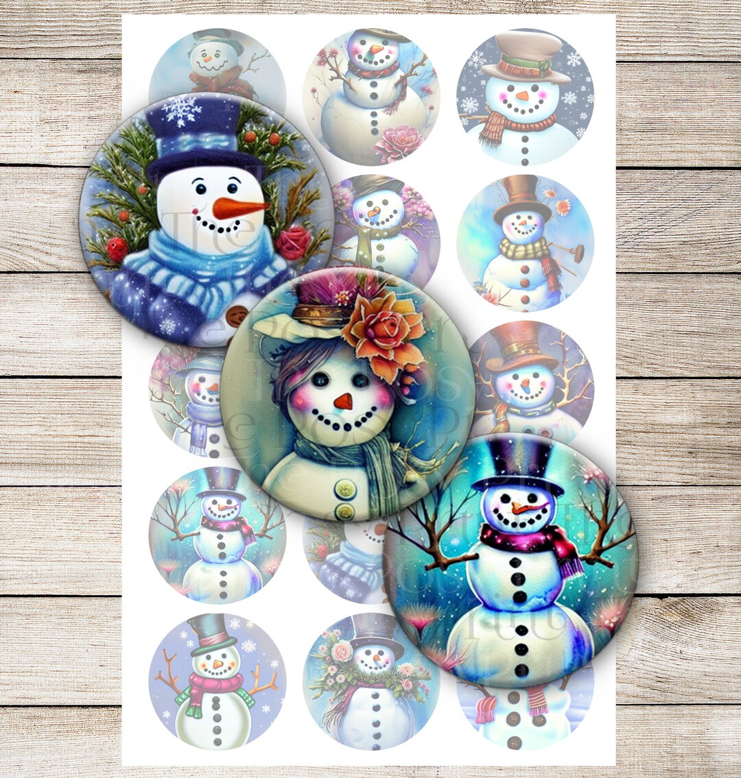 Snowman, Holiday Snowmen, Instant Download, 1 Inch, Digital Collage ...