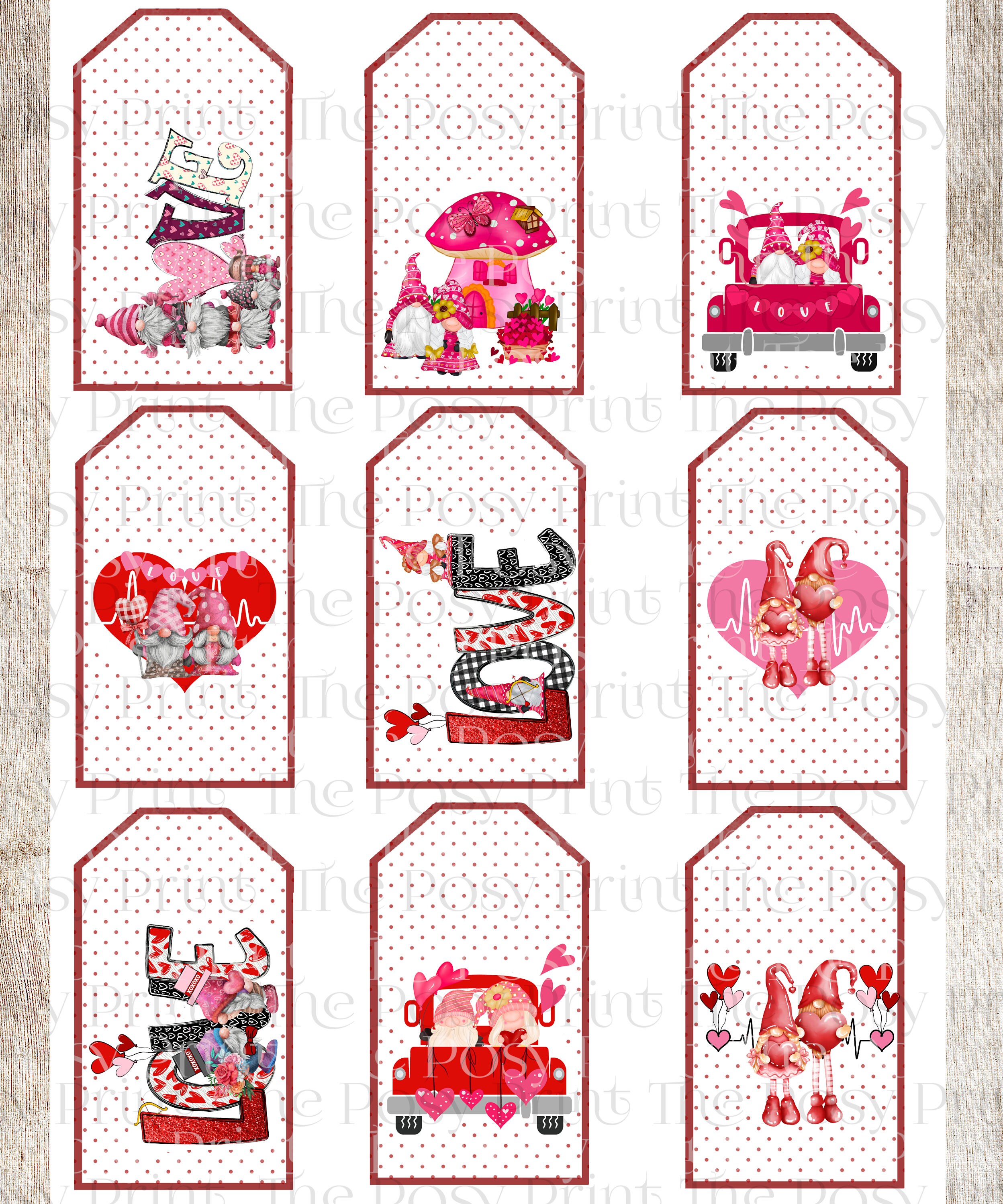 Editable Gnome Tags Valentine's Day Printable Gnome | Etsy