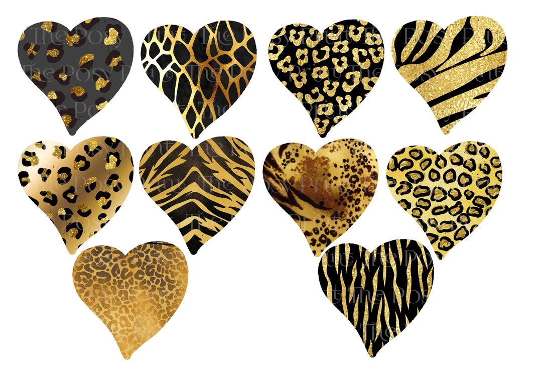 Animal Print, Heart Clipart Set, Glam Clip Art, Printable Clip Art, 10 ...