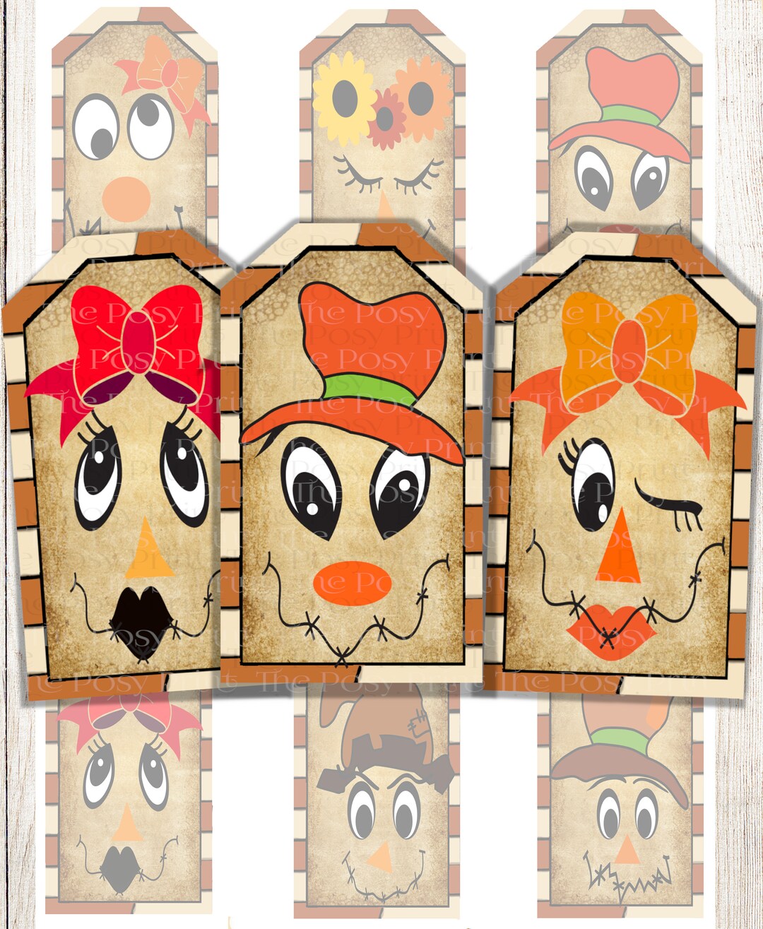 Scarecrow Faces, Scarecrow Tags, Autumn Tags, Halloween, Holiday Tags ...