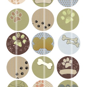 Dog Bones, Puppy Paws 1 Inch Editable Digital Sticker Sheet Printable ...