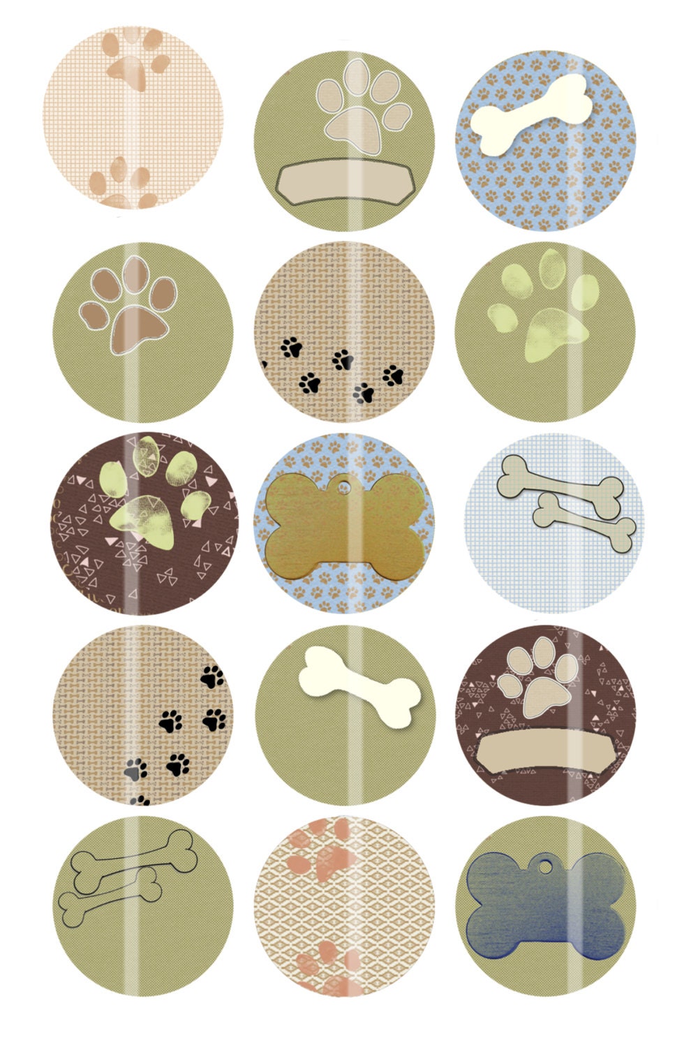 Dog Bones Puppy Paws 1 Inch Editable Digital Sticker Sheet | Etsy