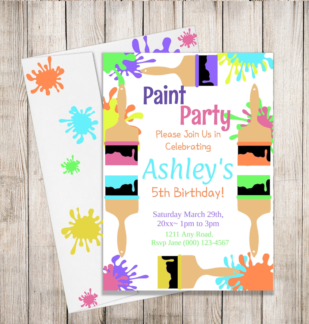 Paint Party Invitation Editable Birthday Invite Art Party - Etsy