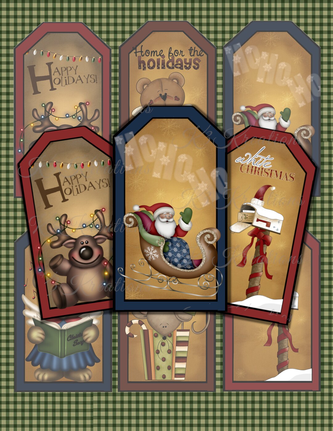 Santa, Reindeer, Teddy Bears Christmas Gift Tags 2.5x4.5 Printable ...