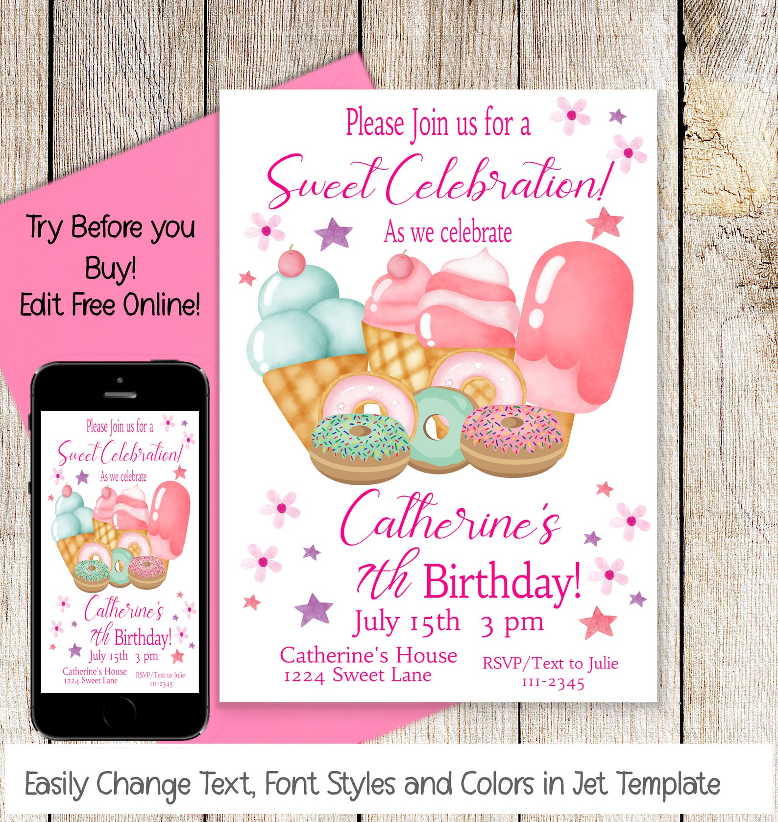 Editable Sweet Celebration Invitation Candyland Food Candy - Etsy