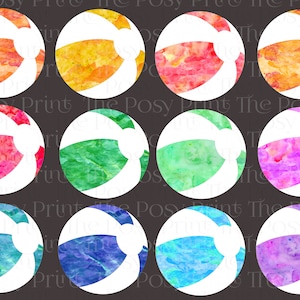 Beach Ball Clipart, Watercolor PNG , Printable Clip Art, 12 Beachballs ...
