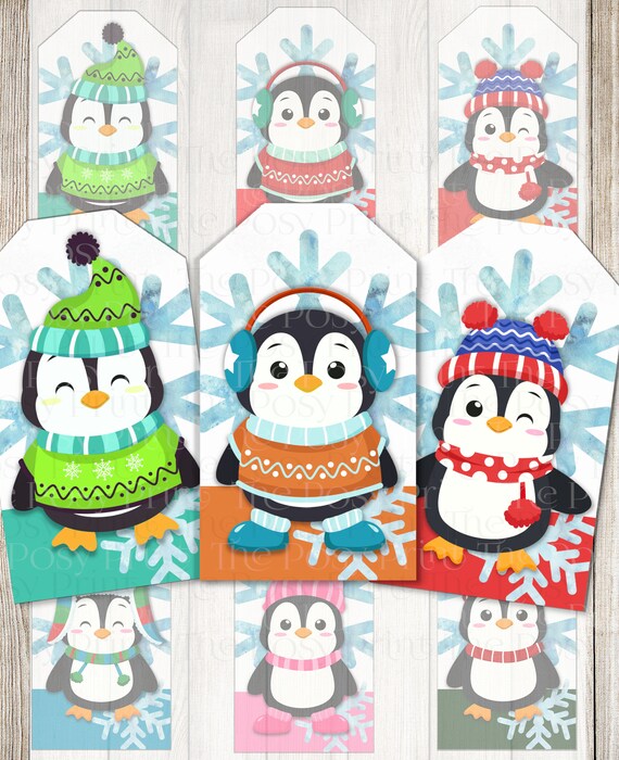 Penguin Tags Christmas Gift Tags Holiday Gift Tags Favor | Etsy