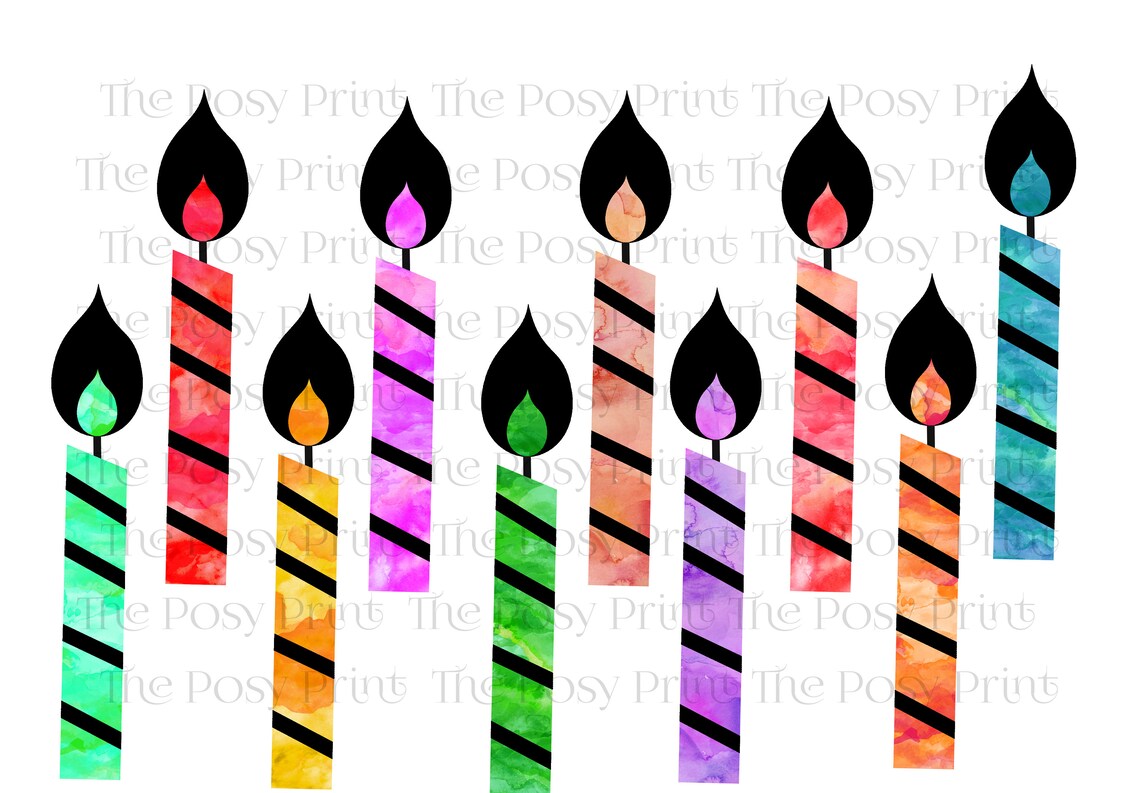 Candles Watercolor Clipart Birthday Candles Clip Art - Etsy
