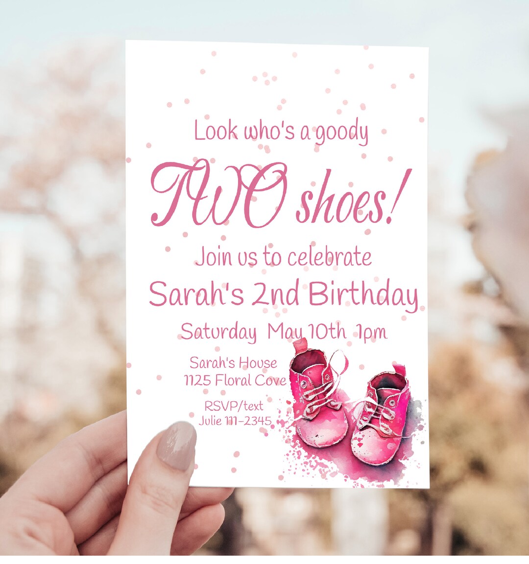 Sneaker Birthday Sneaker Invite 2nd Birthday Pink Shoe - Etsy