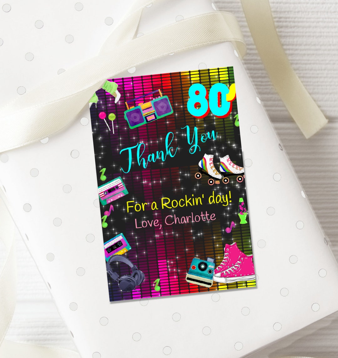 80's Thank You Tags, Back to the 80's, Any Age Thank You Tags, Favor ...